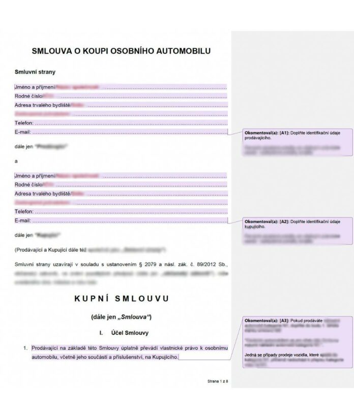 Vzor smlouvy o koupi automobilu 2025. Kupní smlouva na auto