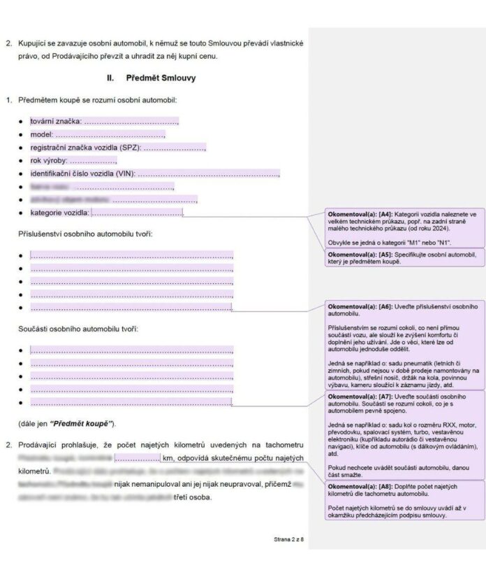 Vzor smlouvy o koupi automobilu 2025. Kupní smlouva na auto